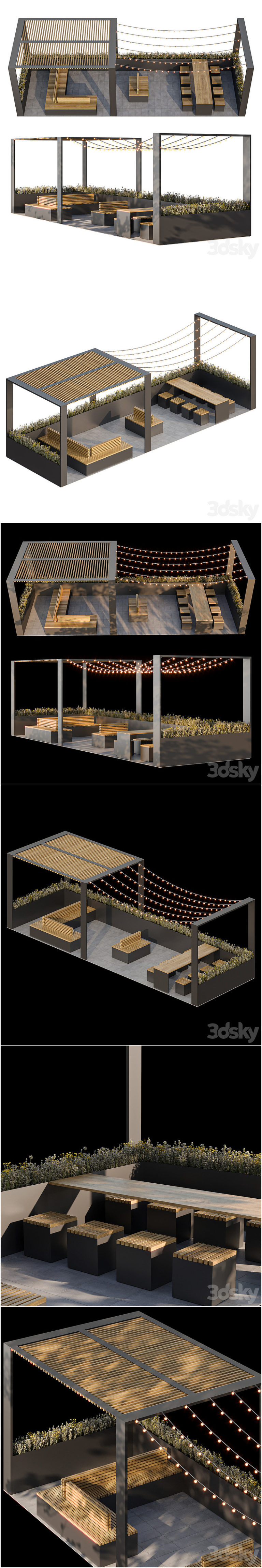 Desire FX 3d models | City parklet with garland – 3D Model