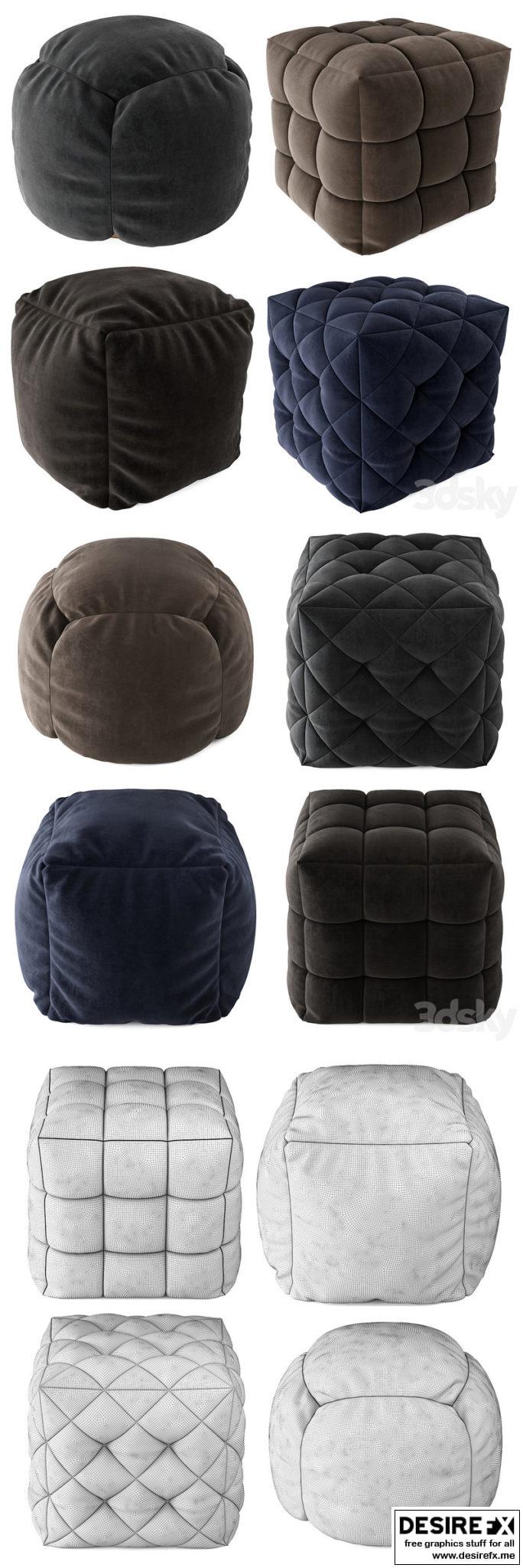 Desire FX 3d models | Pouf set Set of four poufs – 3D Model