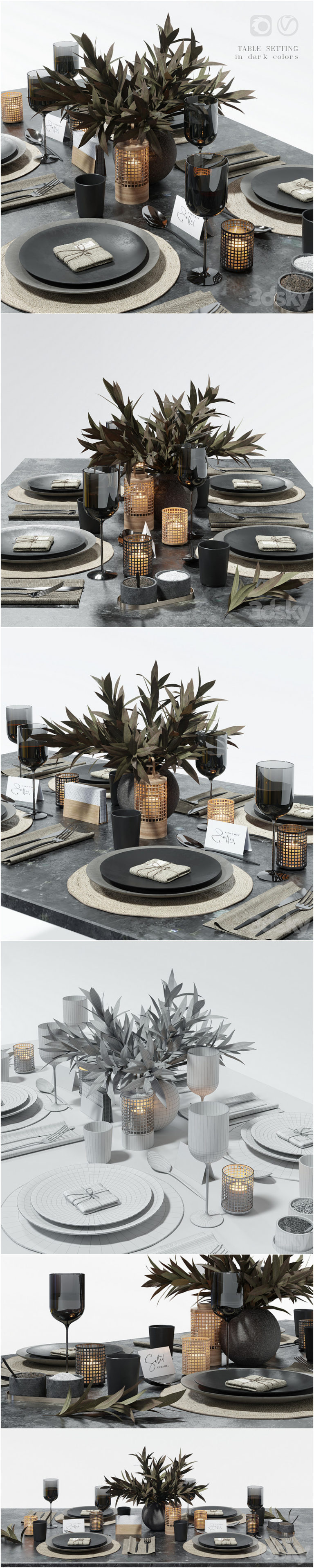 Desire FX 3d models | Table setting in dark colors – 3D Model