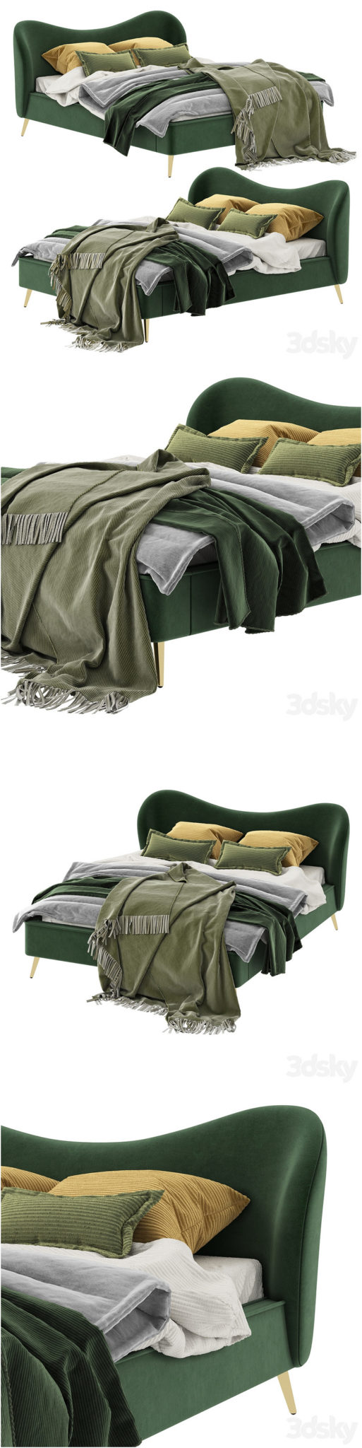 Desire FX 3d models | Made Kooper King Size Bed, Laurel Green Velvet ...