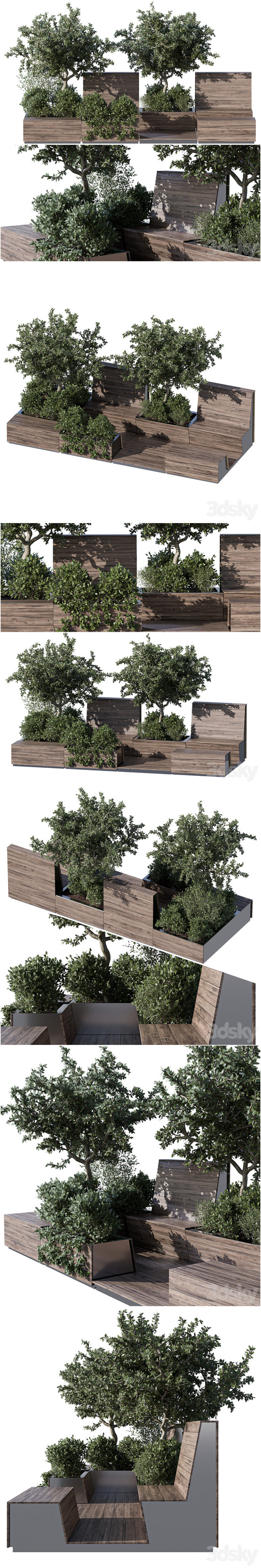 Desire FX 3d models | Parklet with bushes and trees – recreation area ...