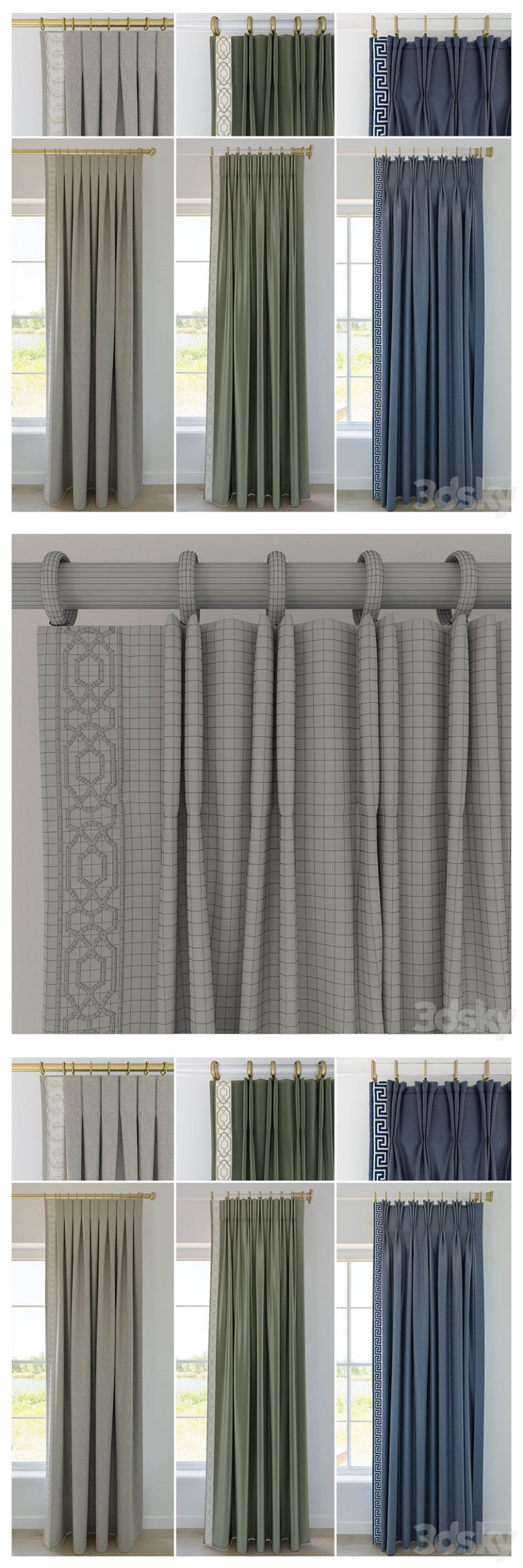 Desire FX 3d models | Set of curtains with decorative trim – 3D Model