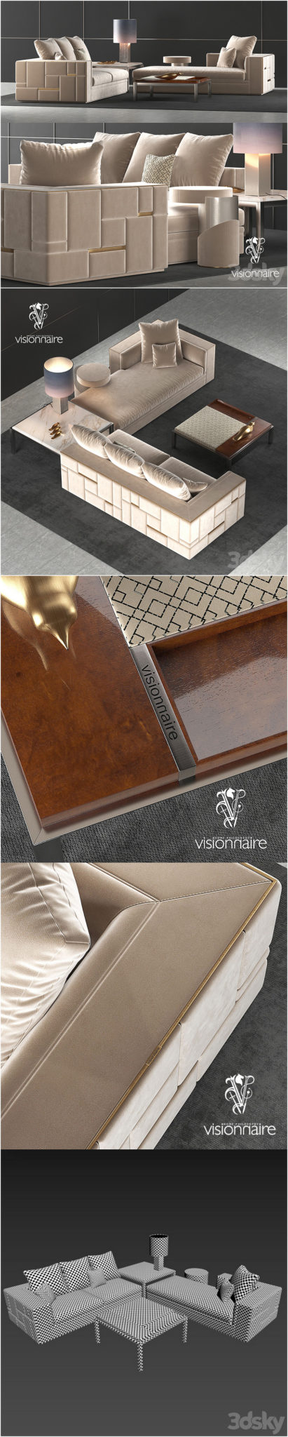 Desire FX 3d models | Visionnaire Babylon sofa set – 3D Model