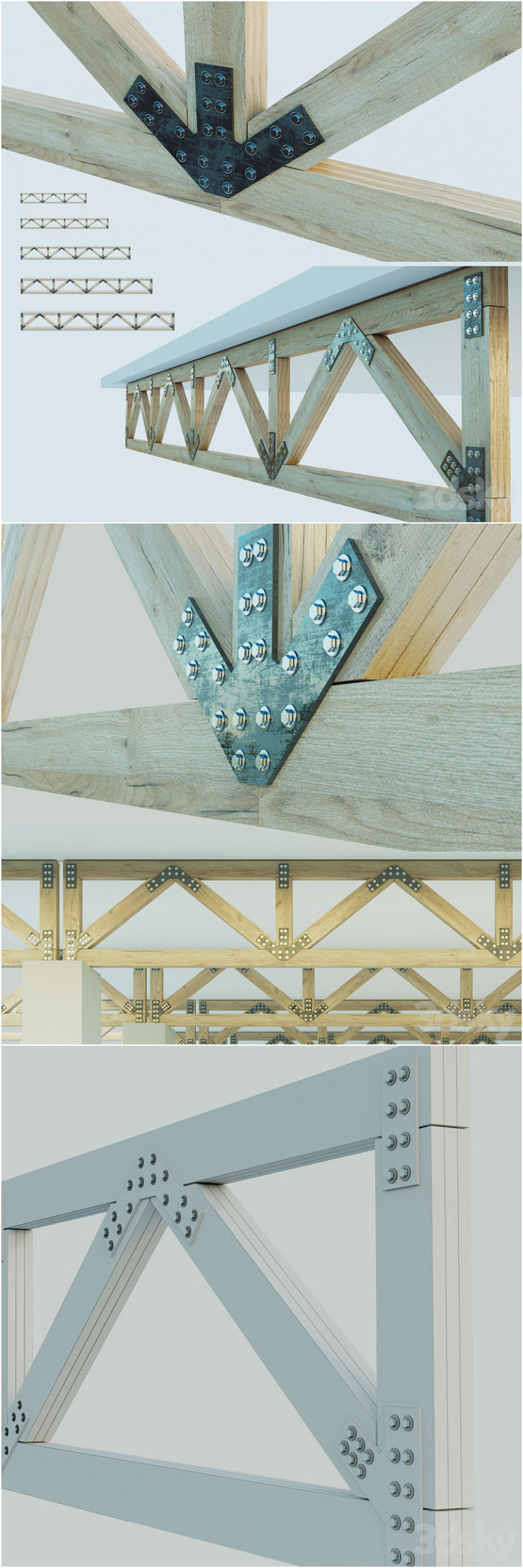 Desire FX 3d models | A set of wooden trusses with parallel belts. 6m ...