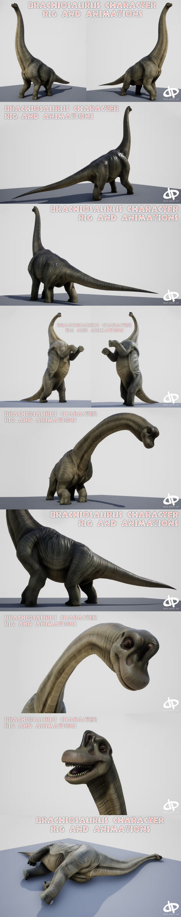 Desire FX 3d models | Brachiosaurus Dinosaur Character Rig and Animations