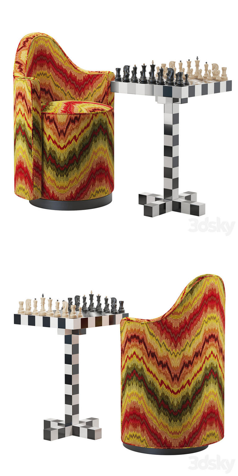 Desire FX 3d models | Moooi Chess Table + Chair – 3D Model