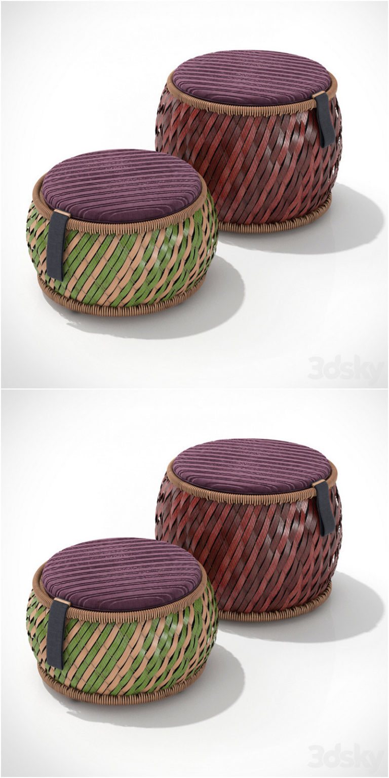 Desire FX 3d models | Wicker ottomans DEDON DALA – 3D Model
