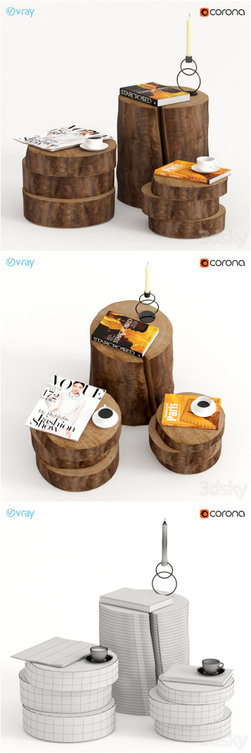 Desire FX 3d models | Collection of dark tables of stumps and slabs – 3D Model