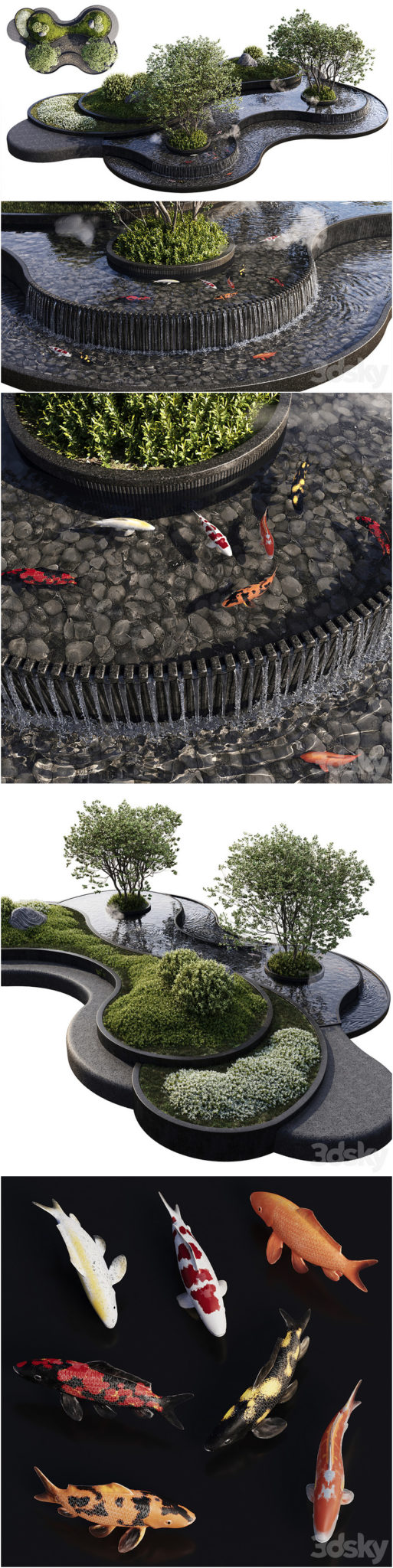 Desire FX 3d models | Landscaping Figure with Plants Waterfalls and ...