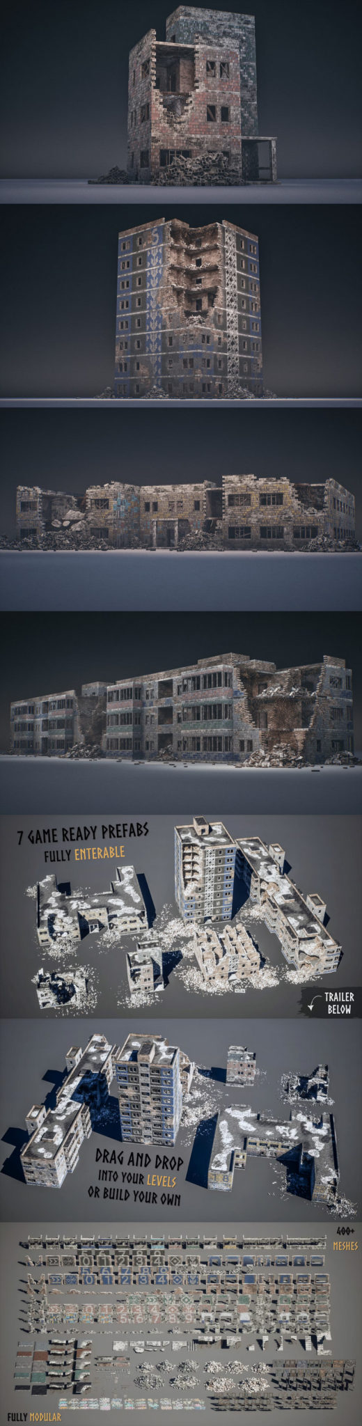 Desire FX 3d models | Modular Destroyed Buildings