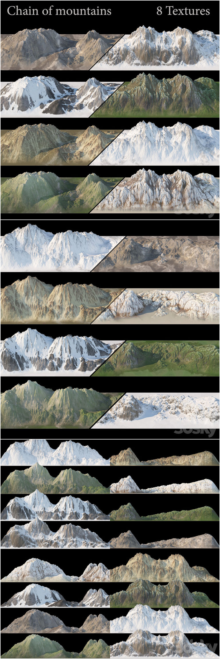 Desire FX 3d models | Mountain chain. 8 textures – 3D Model