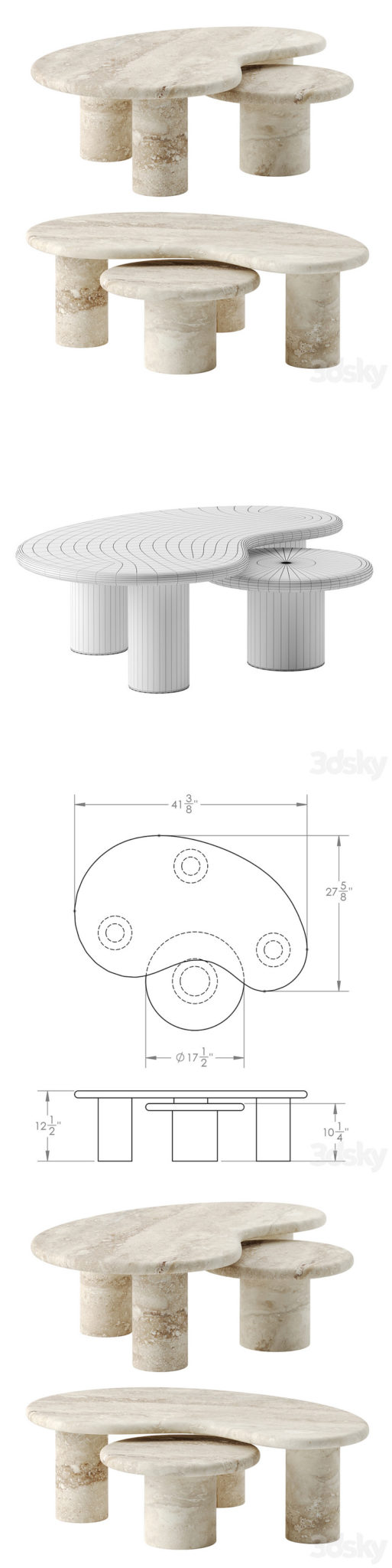 Desire FX 3d models | TRAVERTINE PUDDLE Coffee Table by Anna Karlin ...