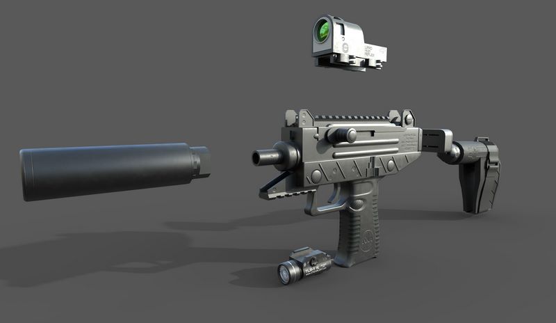 Desire FX 3d models | UZI-Pro gun Low-poly 3D model