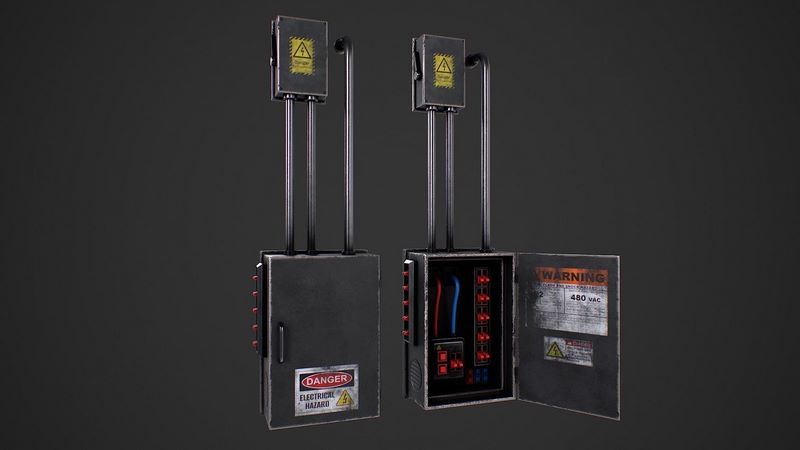 Desire FX 3d models | Main Power Switch Box PBR Game Ready Low-poly 3D ...