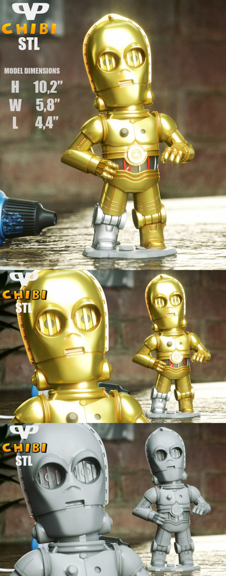 Desire FX 3d models | 3DXM – C-3PO Chibi – 3D Print Model