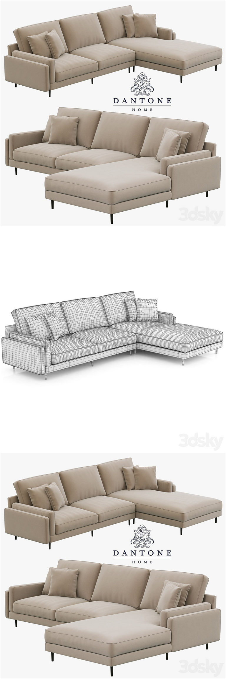 Desire FX 3d models | Dantone Home Sofa Portry Modular Two-Section – 3D ...