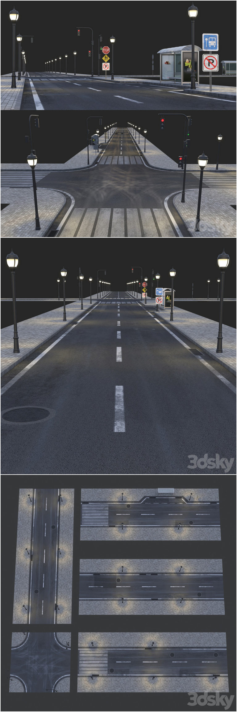 Desire FX 3d models | Road and busstop – 3D Model