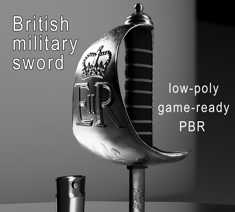 Desire FX 3d models | British military sword Low-poly 3D model
