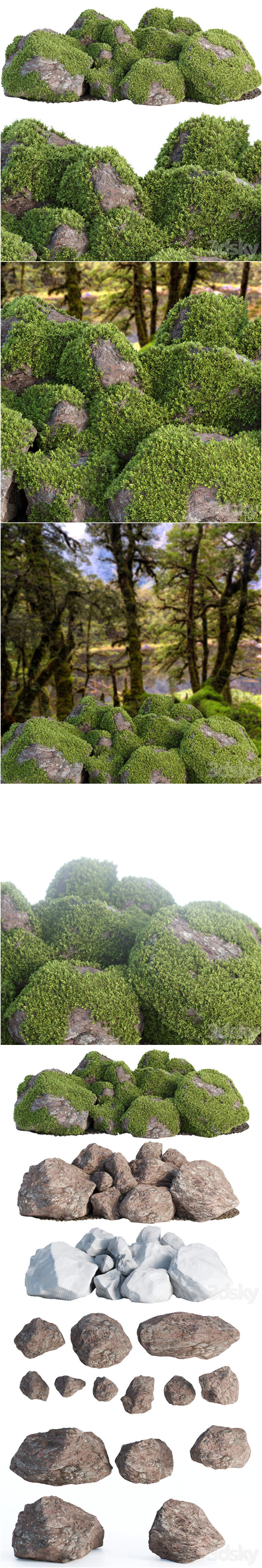 Desire FX 3d models | Mossy rock garden collection vol 140 – 3D Model
