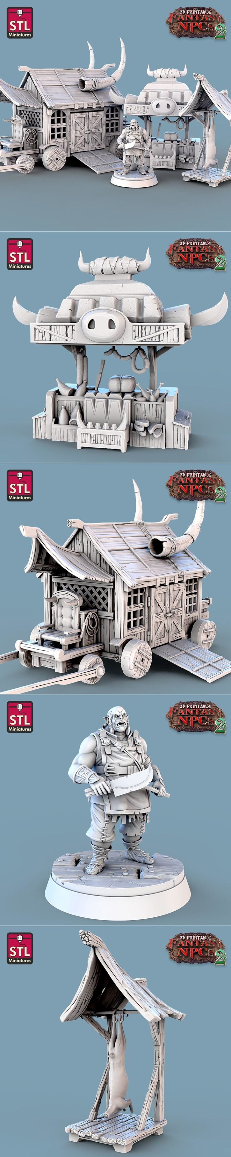 Desire FX 3d models | STL Miniatures – Fantasy NPCs 2 – Orc Butcher Set ...