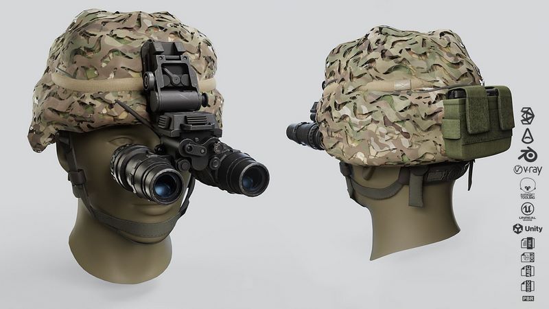 Desire FX 3d models | ACH Helmet with NVG Low-poly 3D model