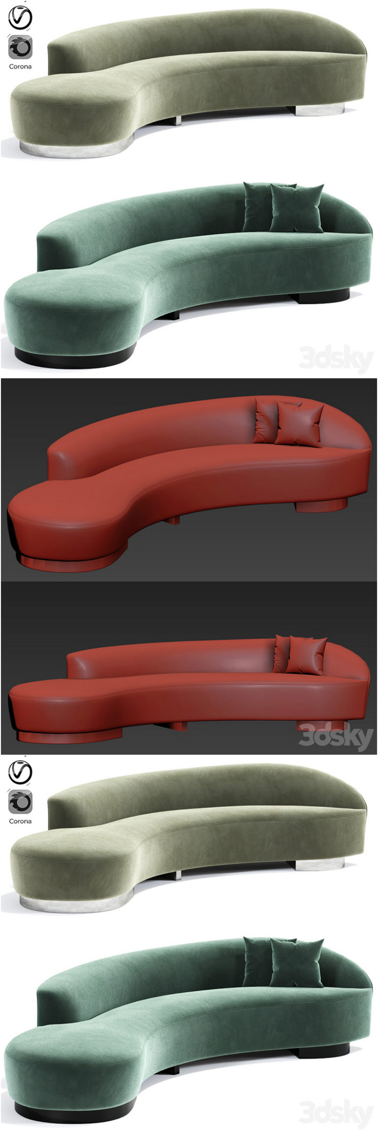 Desire FX 3d models | Navii long curved sofa – 3D Model