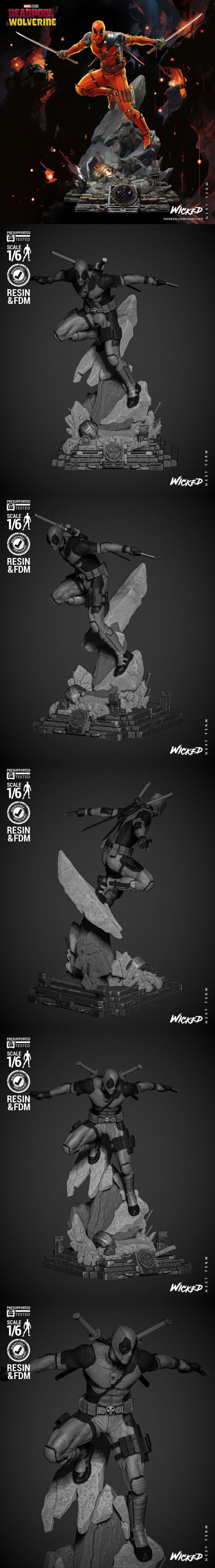 Desire FX 3d models | WICKED – Deadpool 2024 Sculpture – 3D Print Model