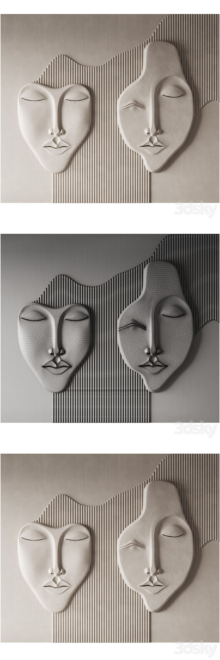 Desire FX 3d models | Wall 3D panel Faces v5 Mad objects – 3D Model
