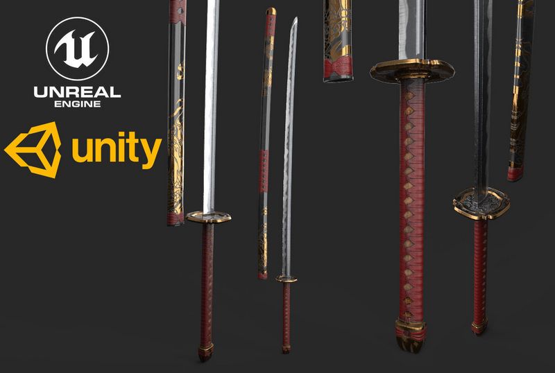 Desire FX 3d models | Japan Katana Low-poly 3D model