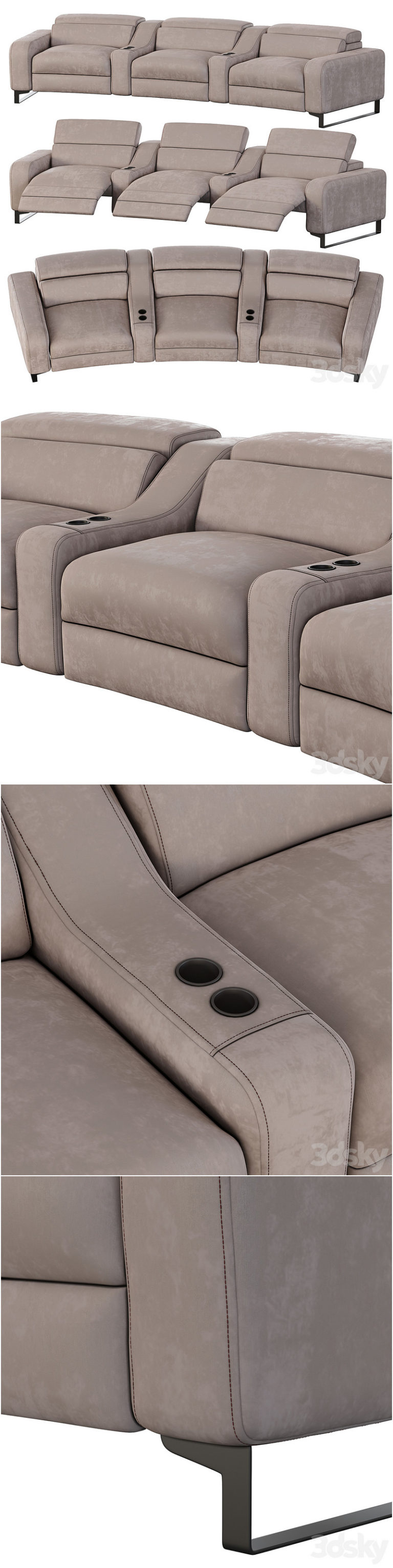 Desire FX 3d models | Curved cinema chair Lory Theater by Braccisofas ...