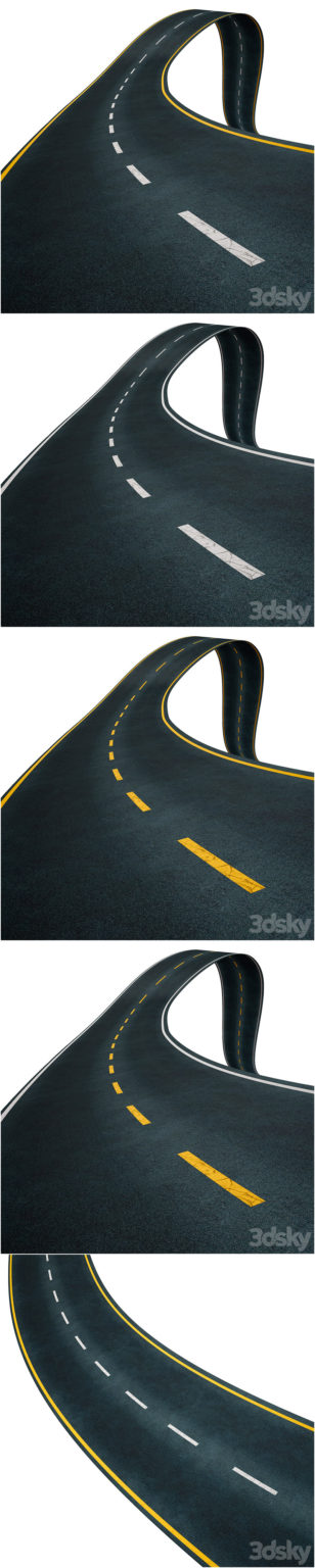 Desire FX 3d models | Editable winding asphalt two lane road with ...