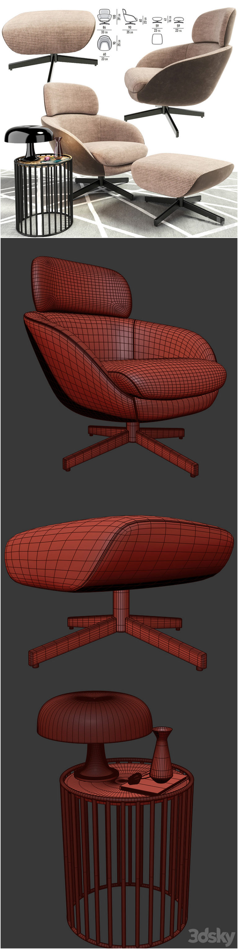Desire FX 3d models | Minotti Russell Head Arm Chair With Coffee Table ...