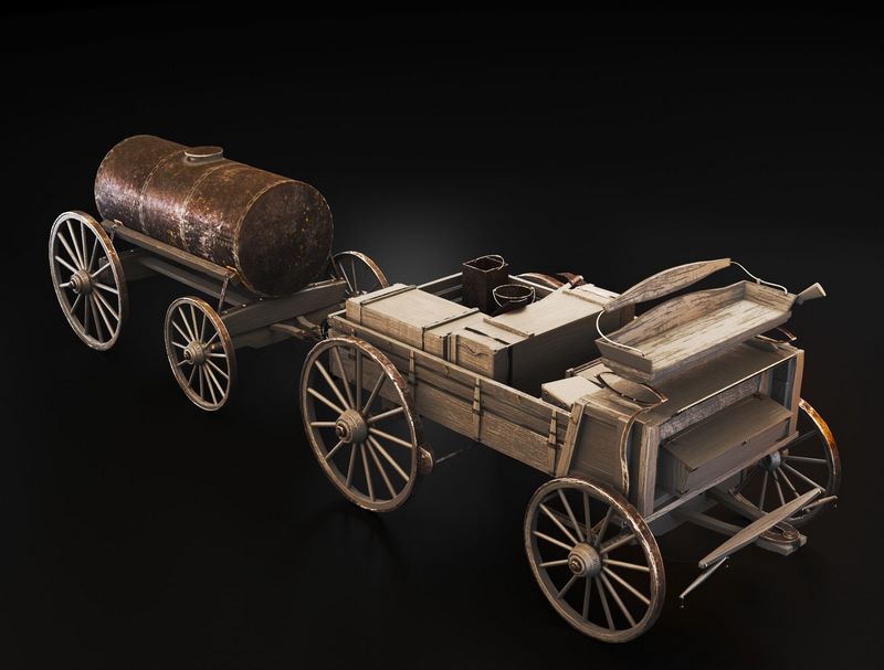 Desire FX 3d models | Wild Western Stagecoach and Wagon Low-poly 3D model