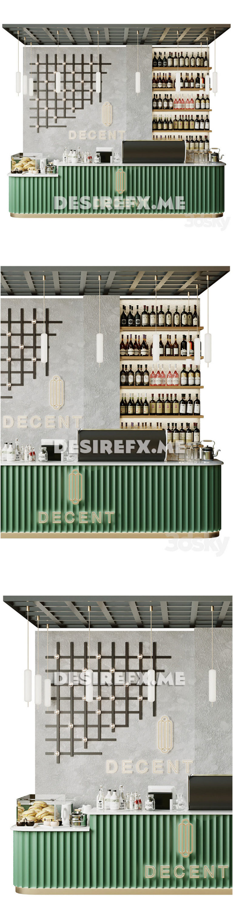 Desire FX 3d models | Design project of a coffee shop with a mini bar ...