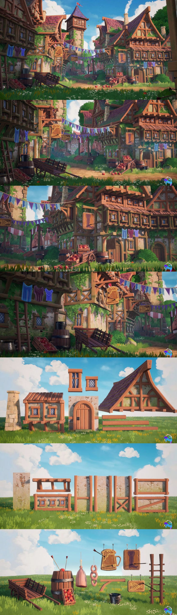 Desire FX 3d models | Modular Stylized Medieval Town