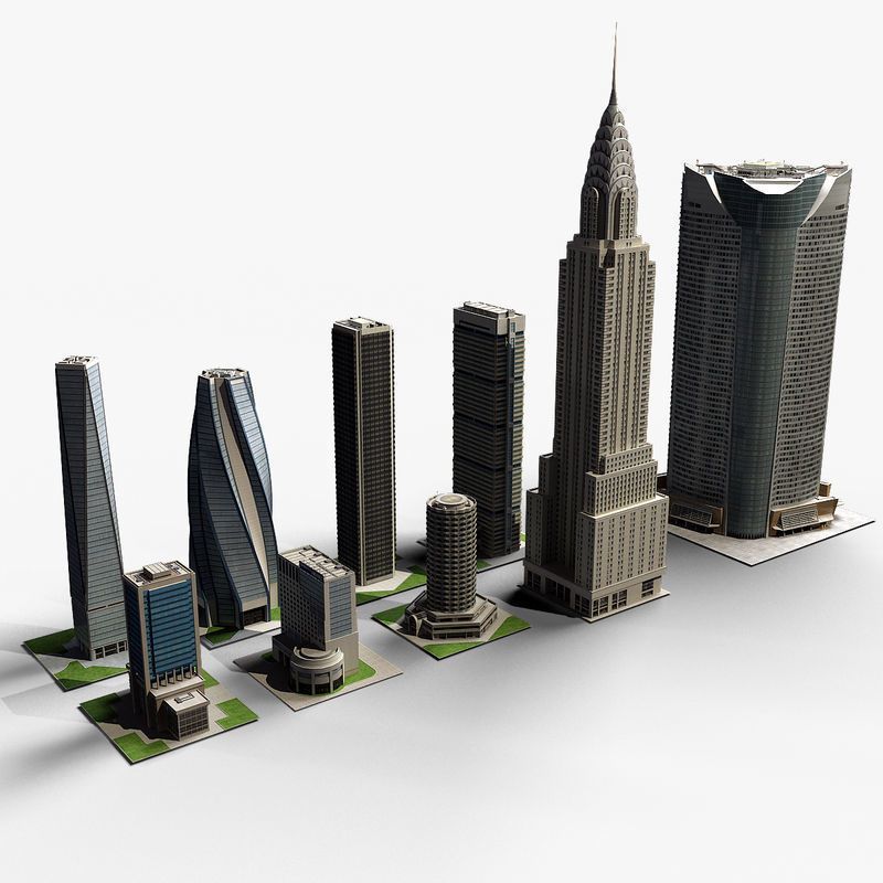 Desire FX 3d models | Skyscrapers collection tall building Low-poly 3D ...