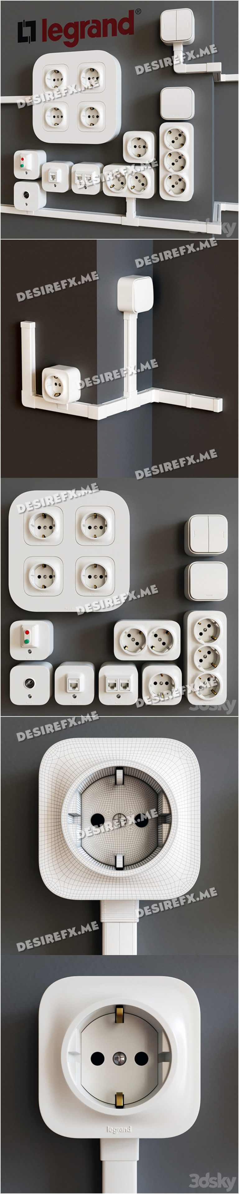 Desire FX 3d models | Overhead sockets Legrand Quteo (cable channels ...
