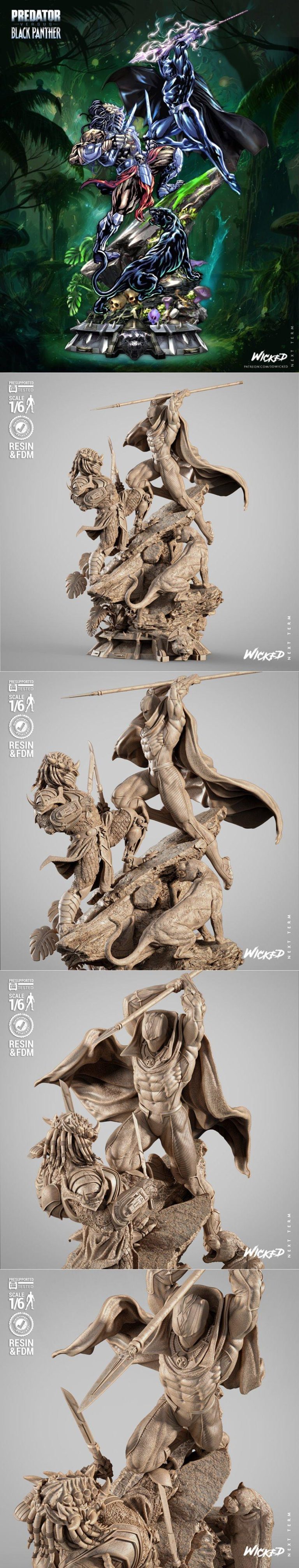 Desire FX 3d models | WICKED – Black Panther VS Predator Diorama – 3D ...