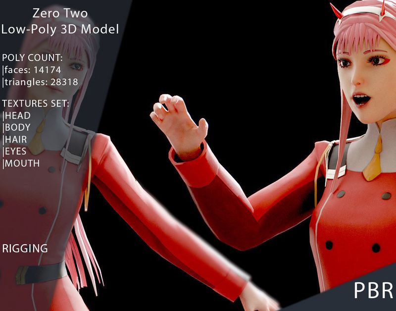 Desire FX 3d models | Zero Two Game Ready Character Low-poly 3D model