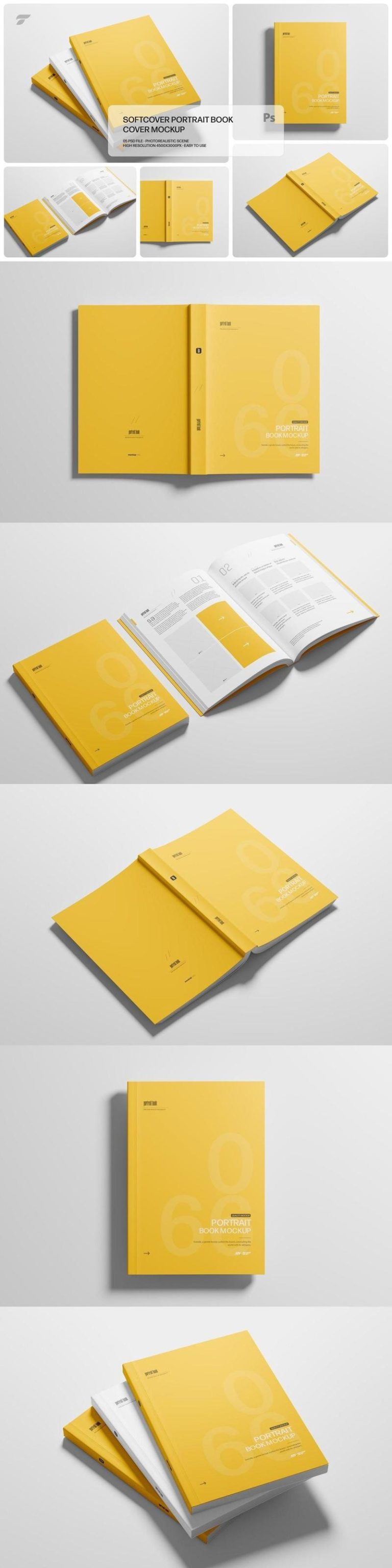 Desire FX 3d models | Softcover Portrait Book Mockup Set 6CYNY2E