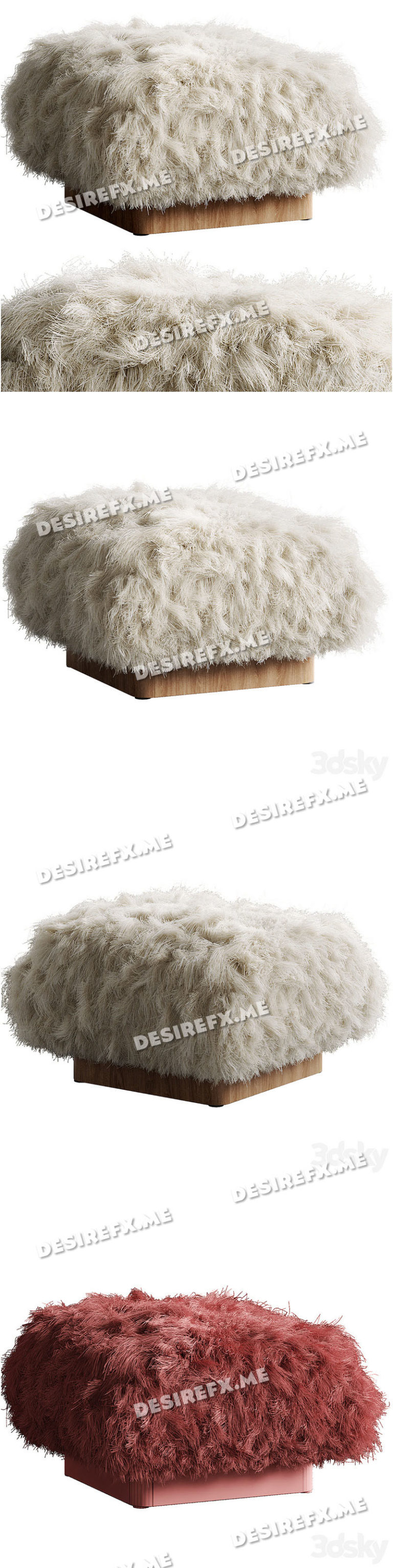 Desire FX 3d models | Pelosa White Sheepskin Ottoman – 3D Model