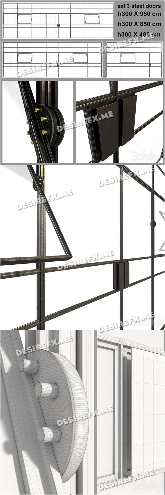 Desire FX 3d models | Set 3 big doors blak steel – 3D Model