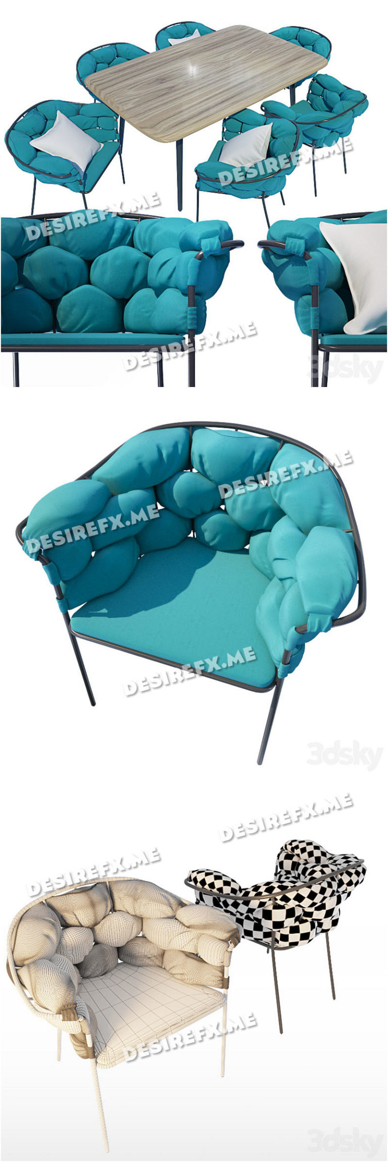 Desire FX 3d models | Table and chairs, serpentine – 3D Model