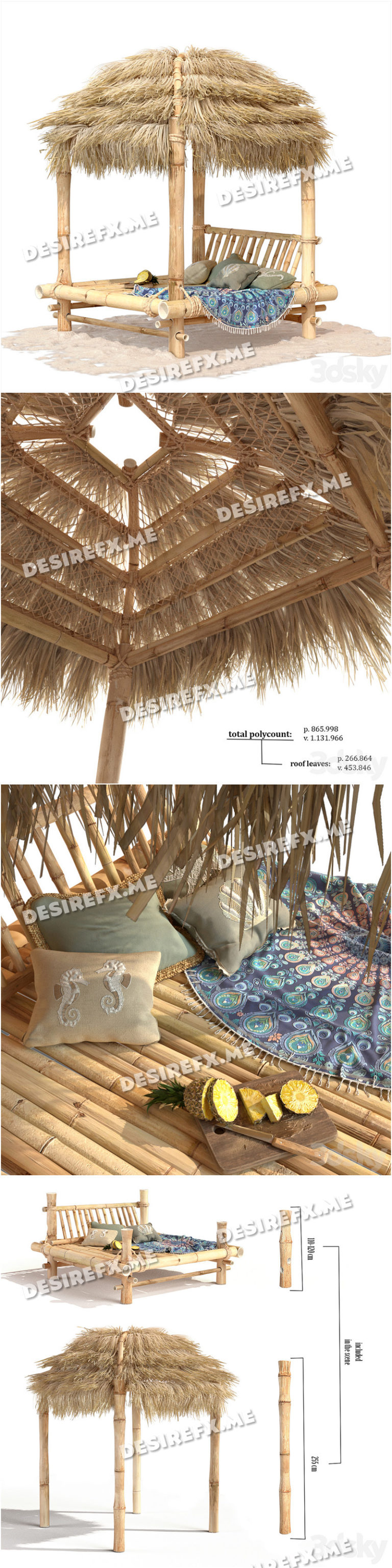 Desire FX 3d models | Bamboo hut with bed – 3D Model