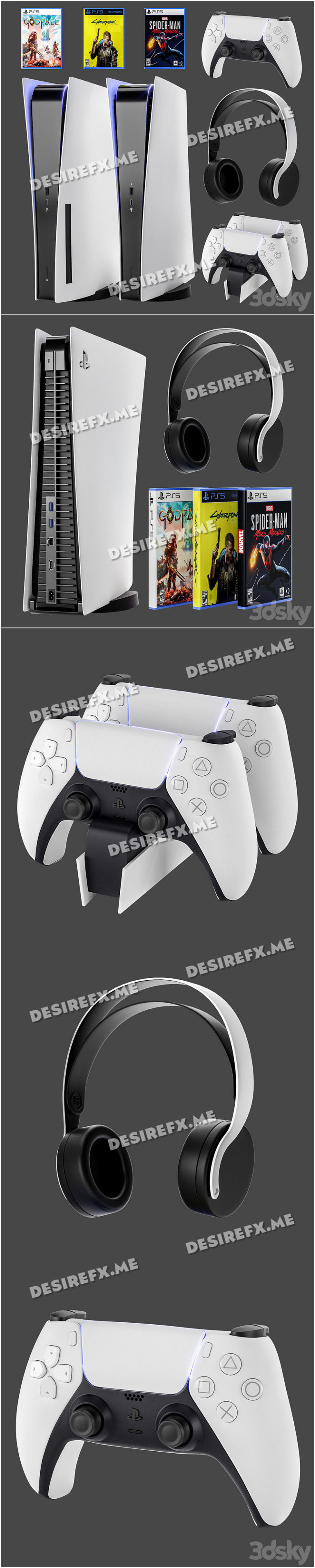 Desire FX 3d models | Game console with headphones PS5 Sony PlayStation ...