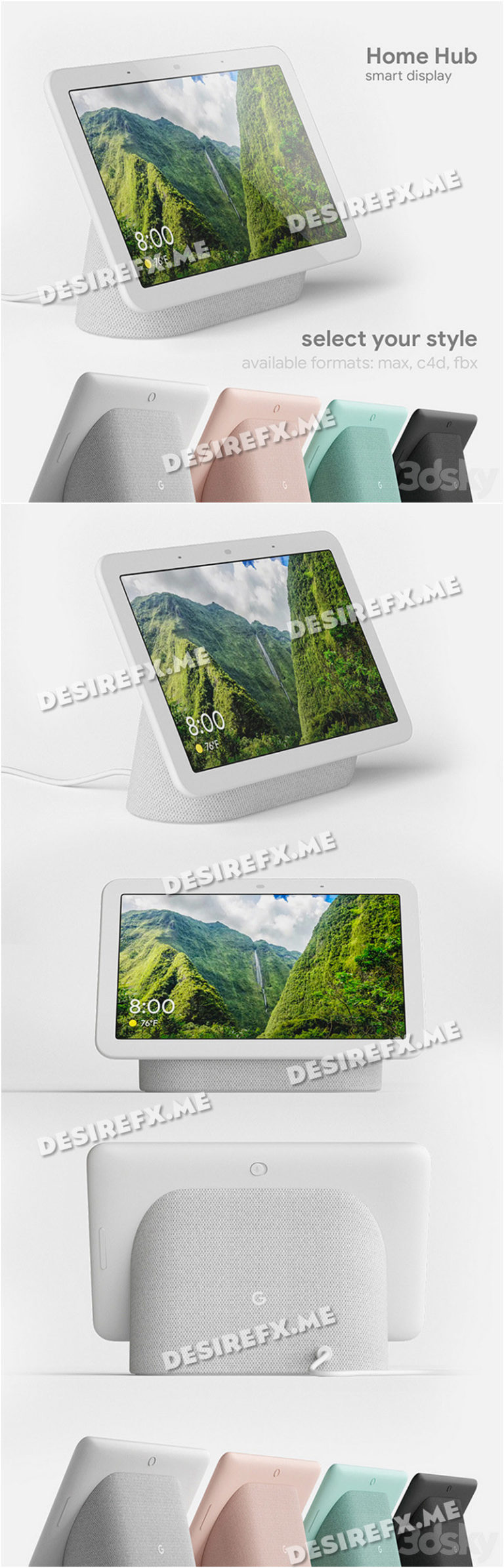 Desire FX 3d models | Google Home Hub 4 colors – 3D Model