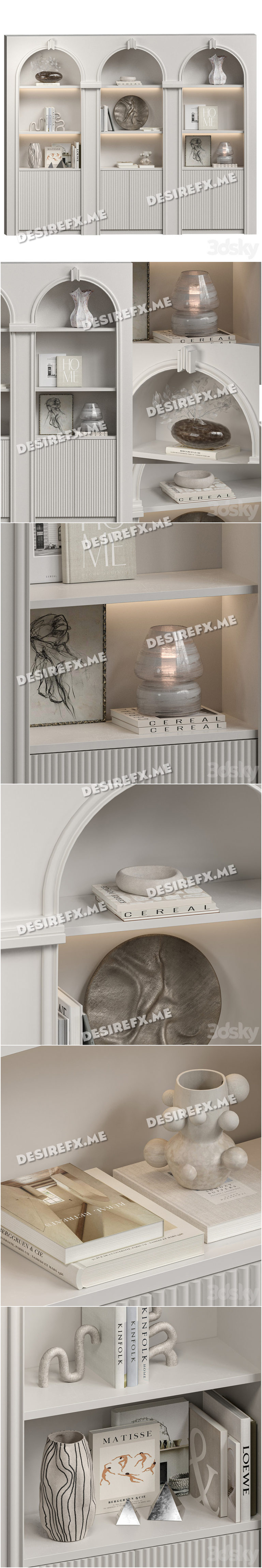 Desire FX 3d models | Modern Classic shelves with Decor – 3D Model