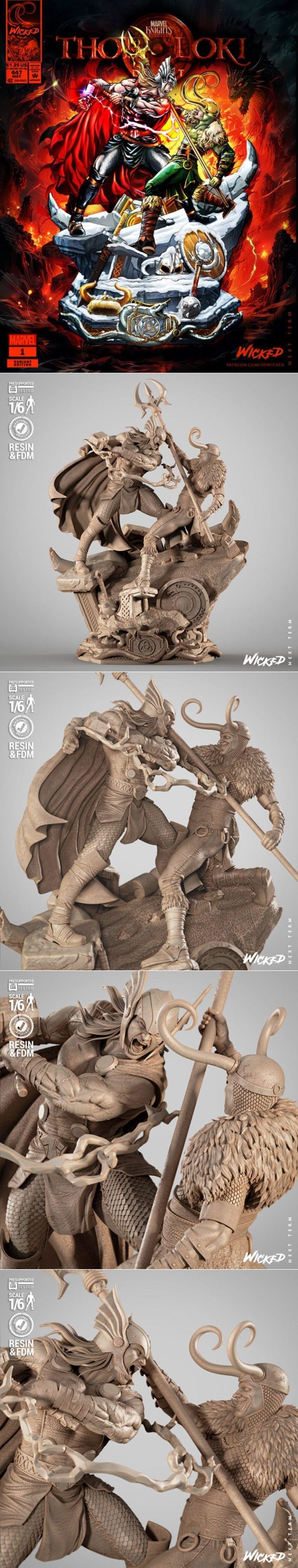 Desire FX 3d models | WICKED – Thor and Loki Diorama – 3D Print Model STL