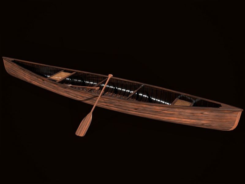 Desire FX 3d models | Game Ready Canoe with Paddle Low-poly 3D model
