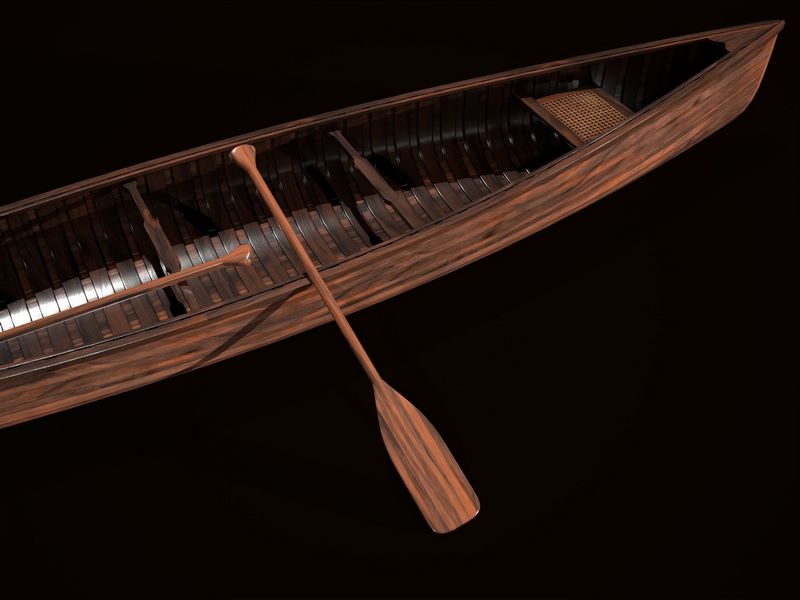 Desire FX 3d models | Game Ready Canoe with Paddle Low-poly 3D model